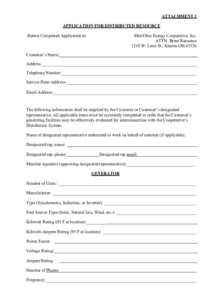 Fillable Online ATTACHMENT 1 APPLICATION FOR DISTRIBUTED ... Fax Email ...
