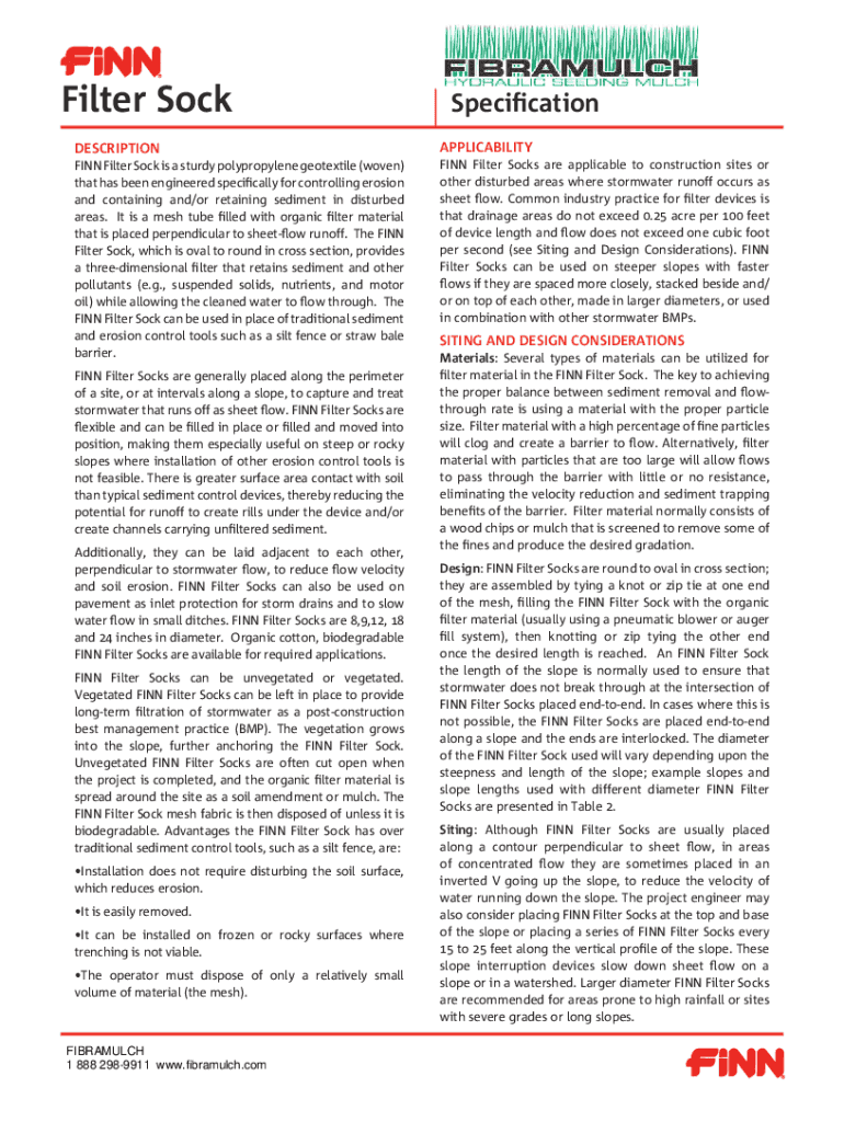Fillable Online Compost Socks For Erosion Control & Filtration - 8" x ...
