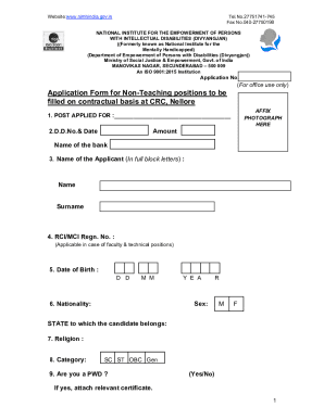 Fillable Online Application Form for Non-Teaching positions to be filled on ... Fax Email Print ...
