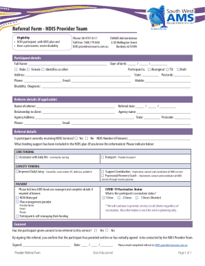 Fillable Online NDIS Referral Form - Online form templates Australia ...