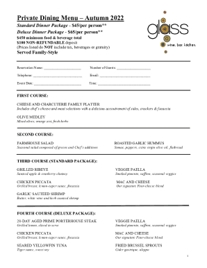 Fillable Online Semi-Private Dining Room Rental Agreement - gmk10 Fax ...