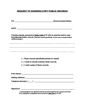 Fillable Online Idaho Sample FOIA Request Fax Email Print - pdfFiller