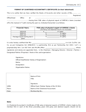 CA Certificate for Current Bank Account Opening Doc Template | pdfFiller