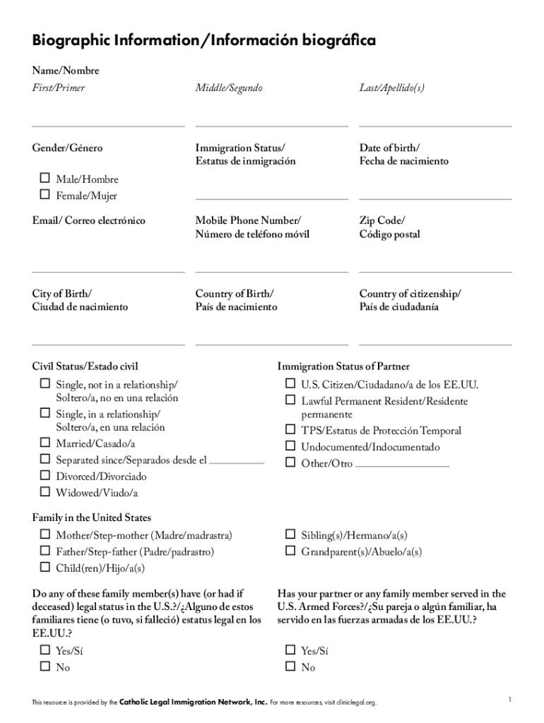 Completable En línea Biographic Information/Informacin biogrfica Fax ...