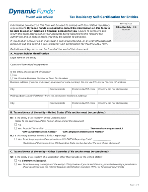 Fillable Online Tax Residency Self-Certification for Entities. Tax ...