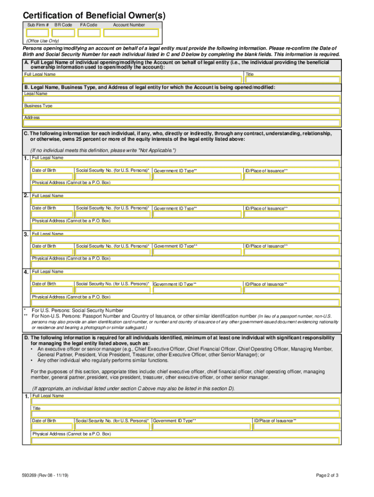 Fillable Online Certification of Beneficial Owner(s) - General Instructions Fax Email Print ...