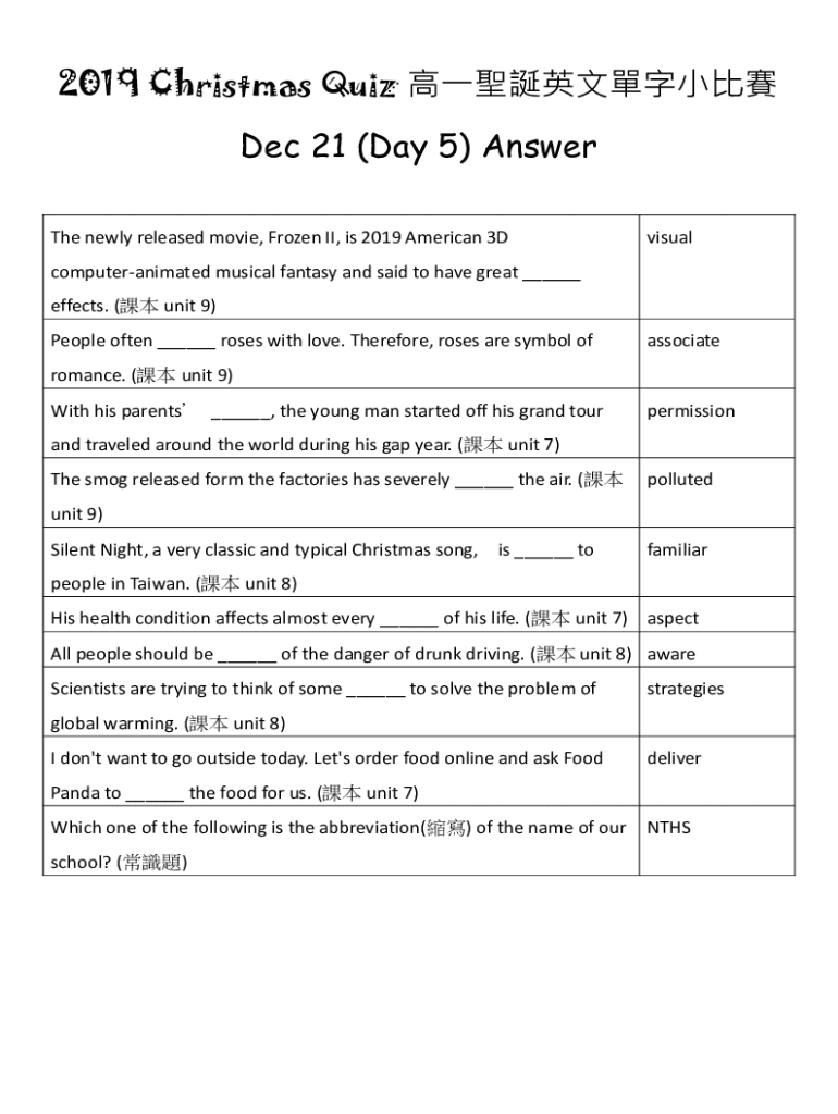 Fillable Online Try Your Luck at Our Frozen II Trivia Quiz and You ...