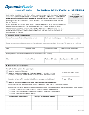 Fillable Online Tax Residency Self-Certification for INDIVIDUALS. Tax Residency Self ...