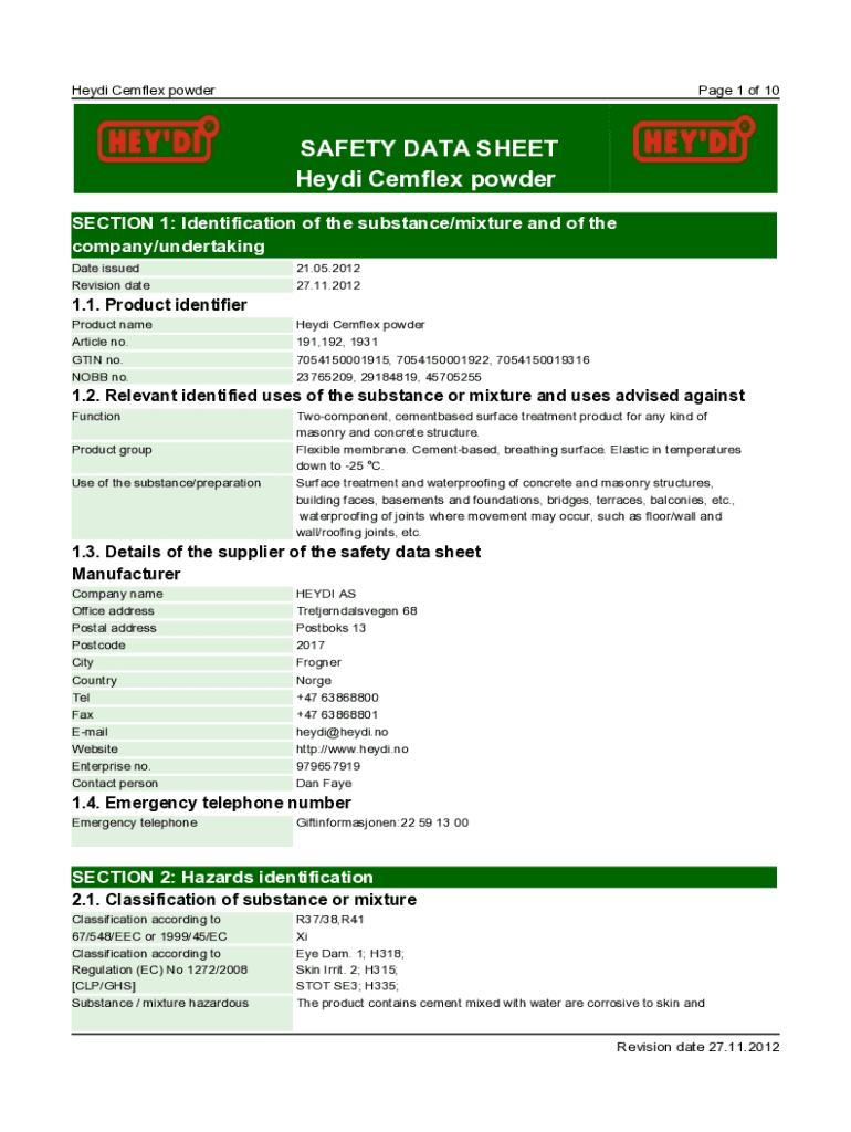 Fillable Online Safety Data Sheet CONFIX SR SECTION 1 Fax Email Print ...
