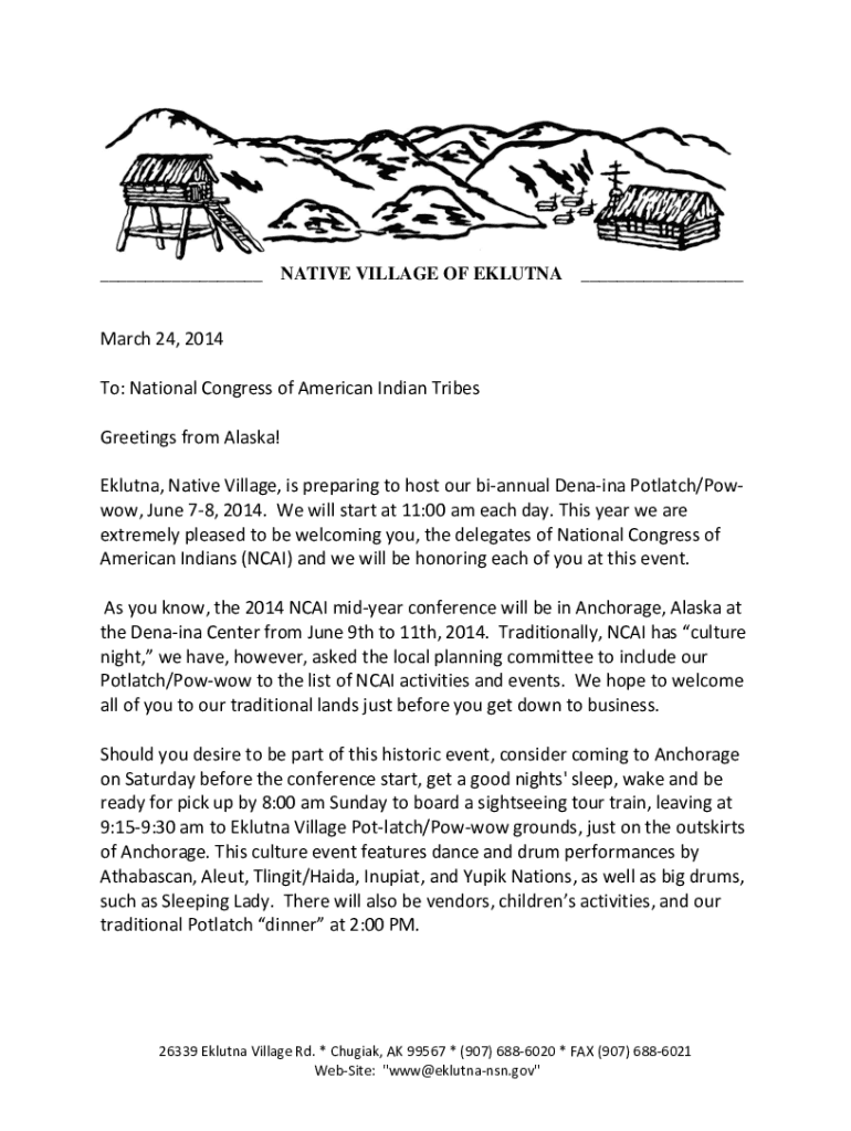 Fillable Online A celebration of Dena'ina culture, and opening to a door ... Fax Email Print ...