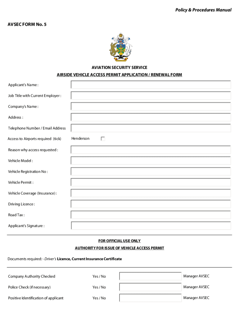 Fillable Online Application Process for Vehicle Access Permit Fax Email ...