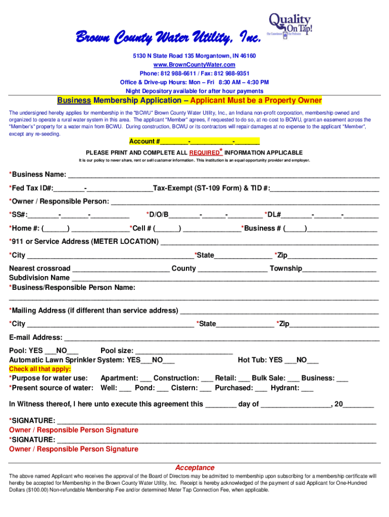 Fillable Online Voluntary Disconnection of Water Service Request Fax ...