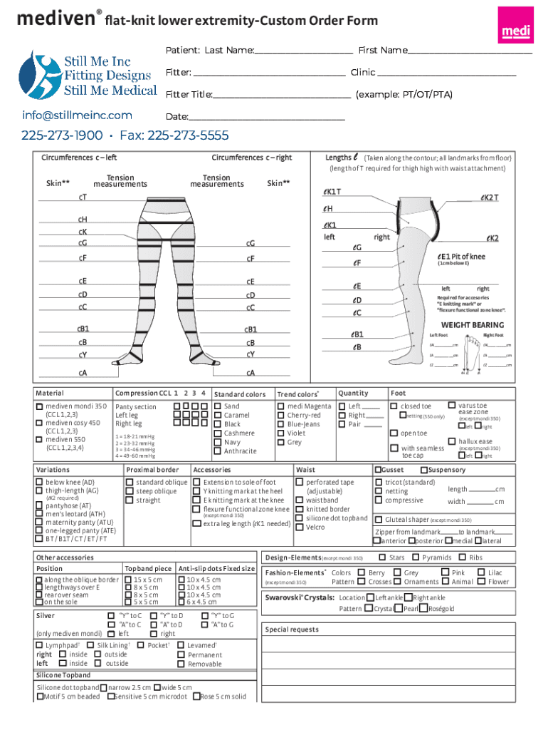 Fillable Online MEDI CUSTOM FLAT KNIT ARM SLEEVE and HAND ... - Still ...