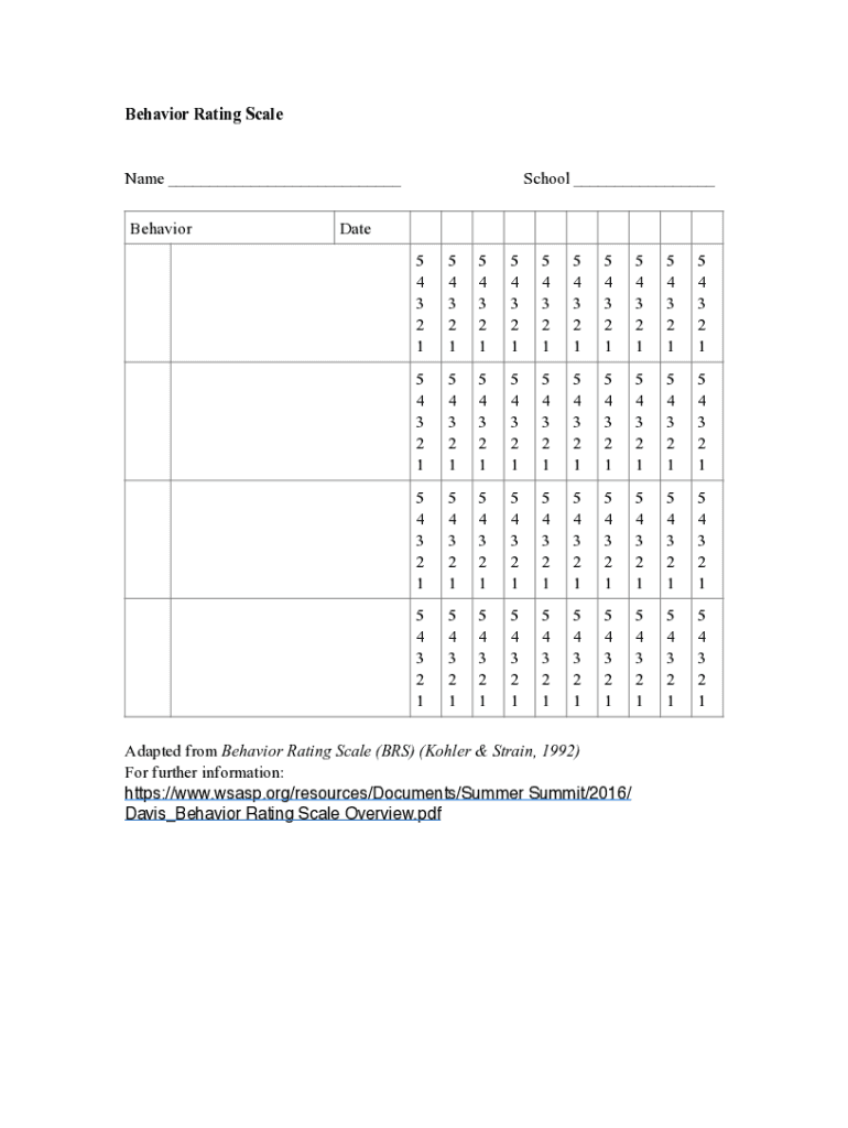 Fillable Online 1 CCE Rating Scale Student's Name Fax Email Print ...