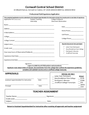 Fillable Online Professional Experience Request Form.pdf Fax Email ...