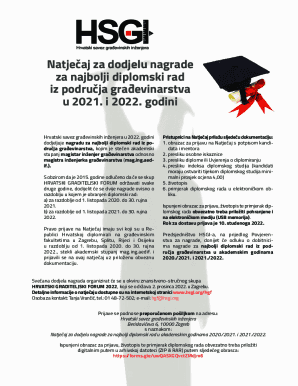 Fillable Online Natjeaj za dodjelu nagrade za najbolji diplomski i ...