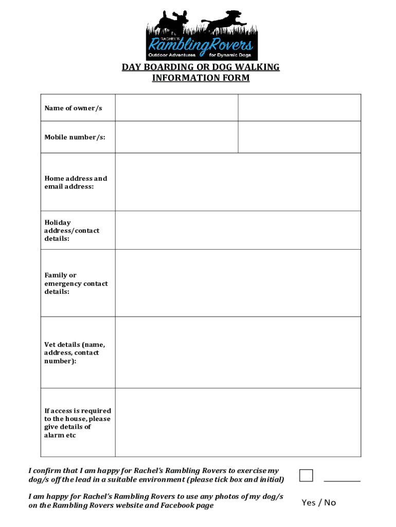 Fillable Online Free Dog Walking Agreement Template Fax Email Print ...