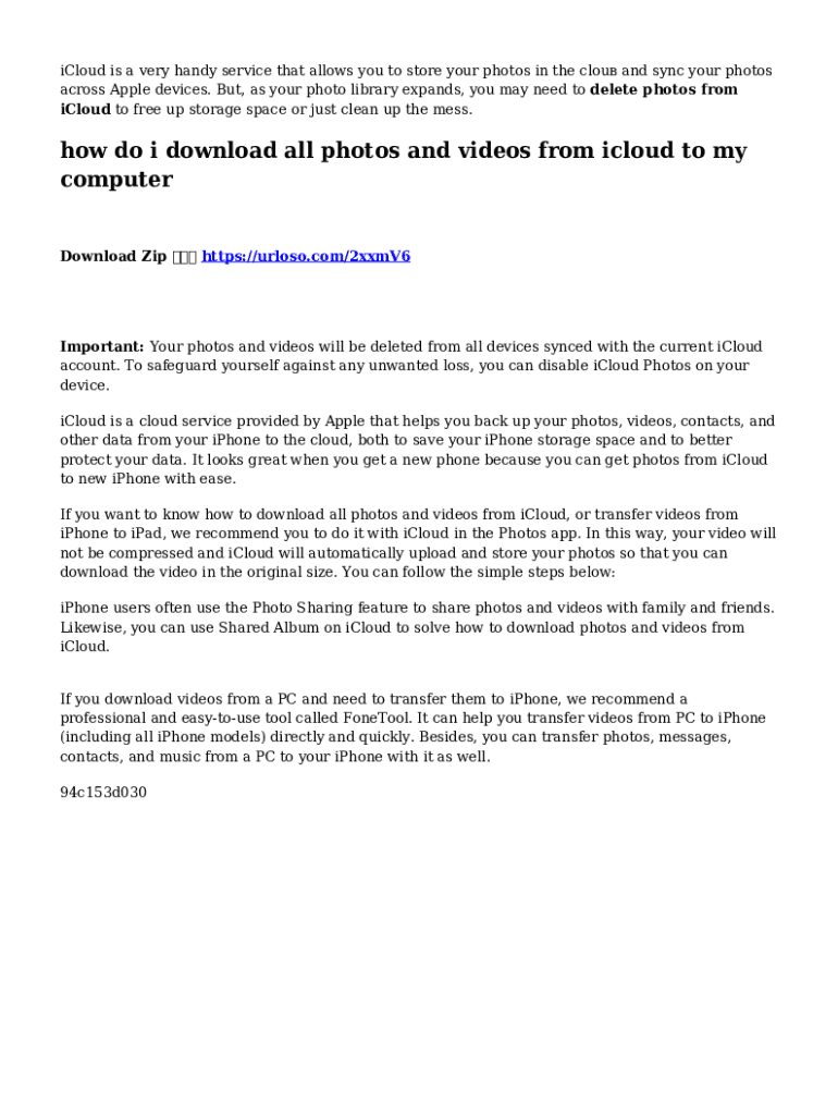 Fillable Online How Do I Download All Photos And Videos From Icloud To My Computer Fax Email ...