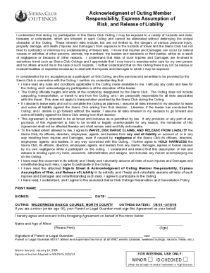 Fillable Online Sign-in Sheet and Liability Waiver Outing: Date(s) Fax Email Print - pdfFiller