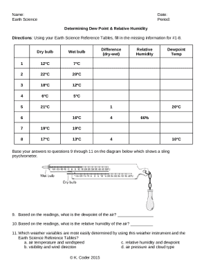 Relative Humidity Dewpoint Practice Sheet - Student... Doc Template ...