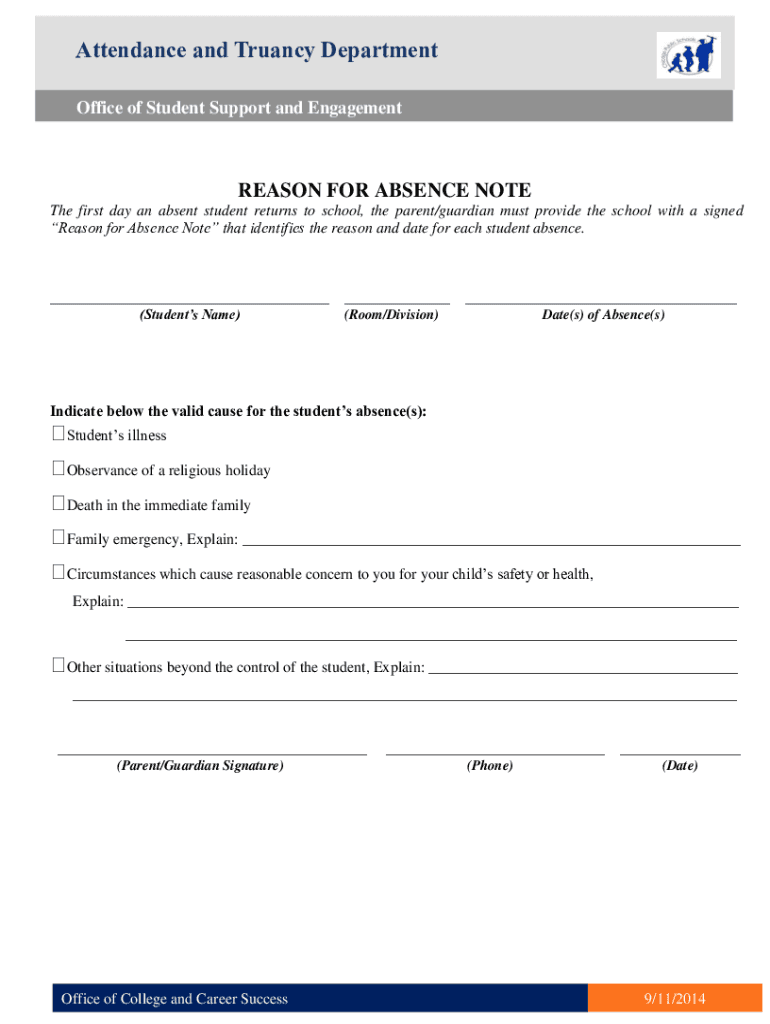 Completable En línea How to Report your Child's Absence from School Fax ...