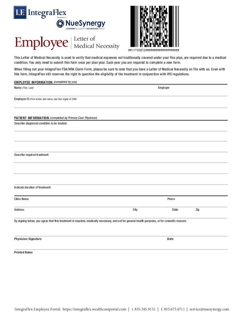 Fillable Online Letter of Medical Necessity Claim Instructions Fax ...