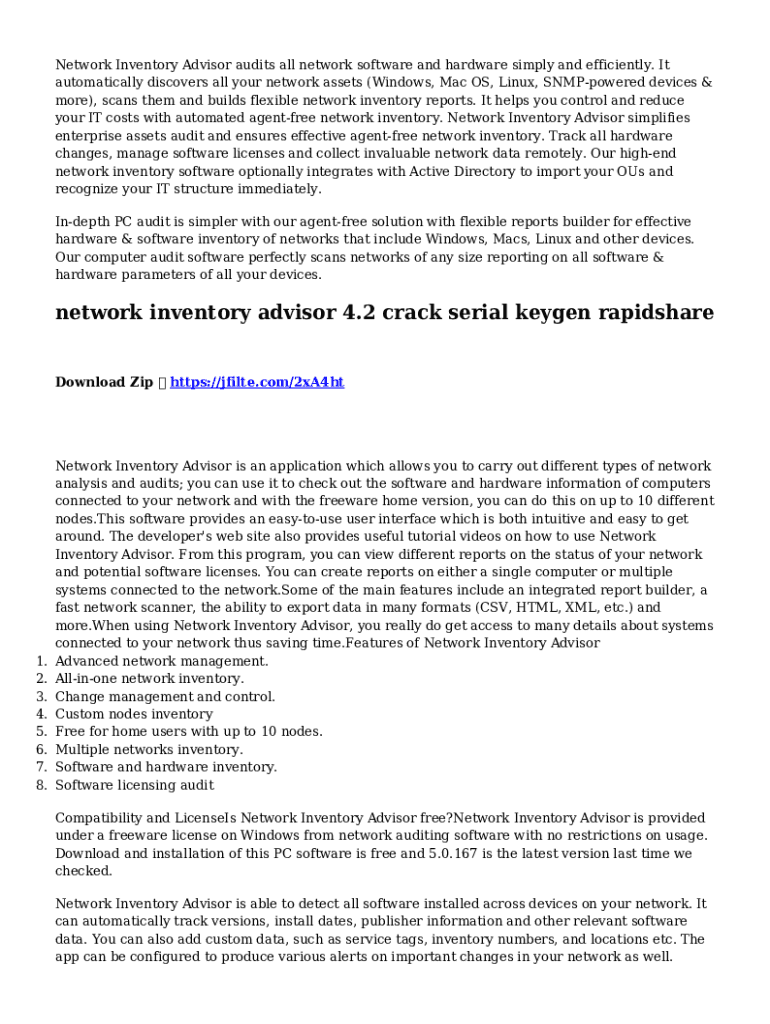 Fillable Online Network Inventory Advisor: Audits all network software ...