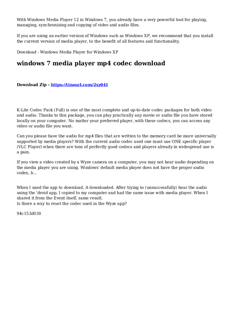 Fillable Online How to Fix: Windows Media Player Encountered a Problem ...