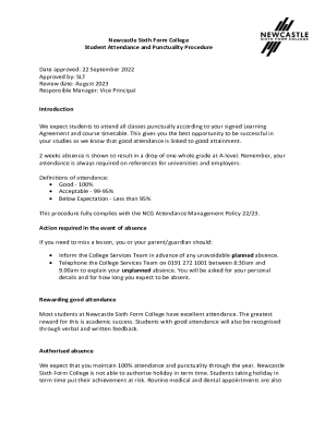 Fillable Online Newcastle Sixth Form College Student Positive Behaviour ...