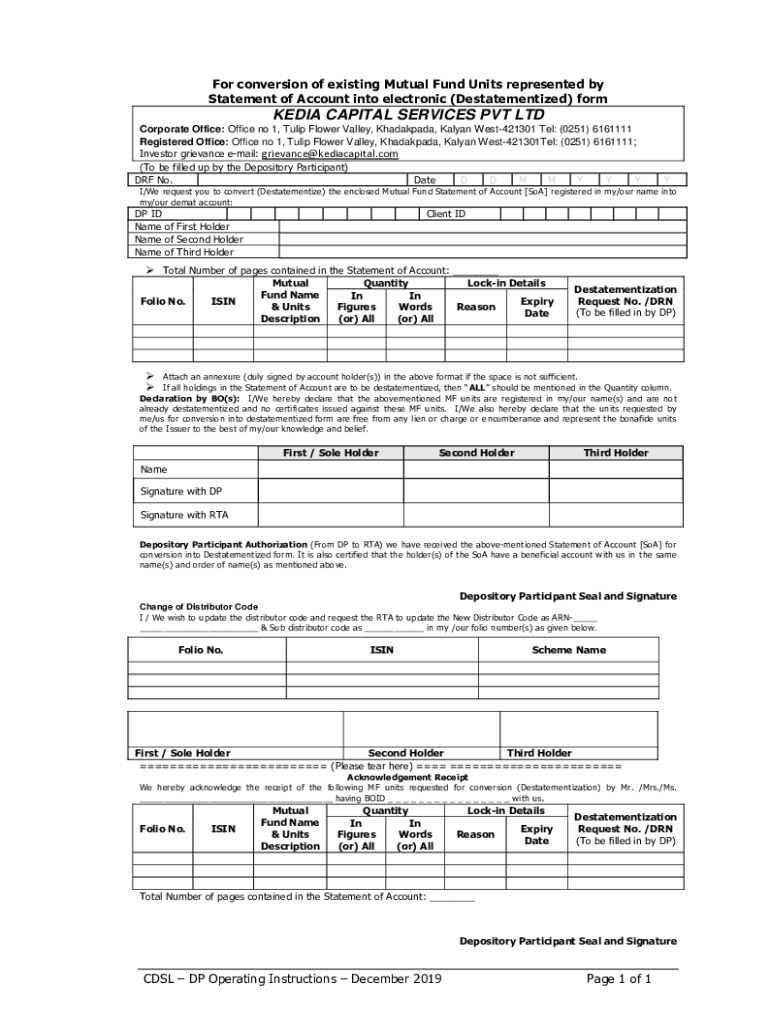 Fillable Online How to convert mutual fund units held in physical form ... Fax Email Print ...