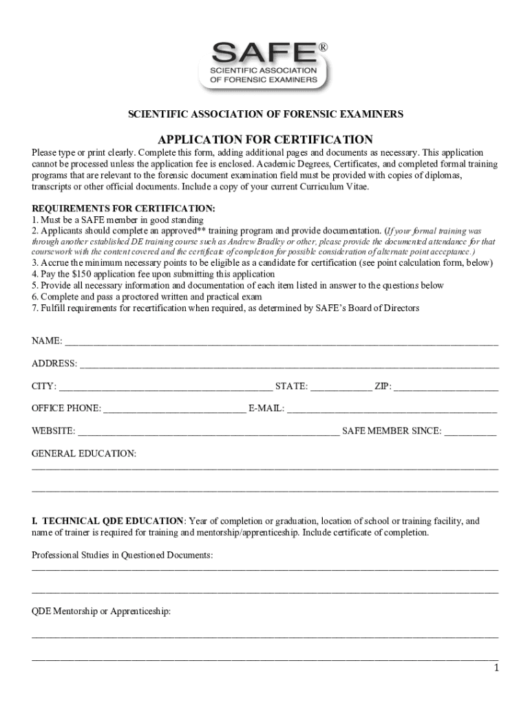 Fillable Online Certified Forensic Examiner (CFE) Application Fax Email Print - pdfFiller