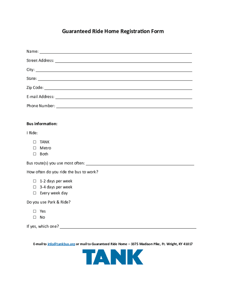 Fillable Online Guaranteed Ride Home Authorization Form Fax Email Print ...