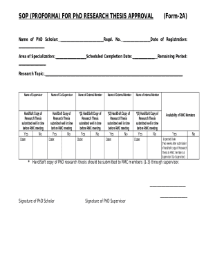 SOP (PROA) FOR PhD RESEARCH THESIS APPROVAL(-2A) - web uettaxila edu Doc Template | pdfFiller