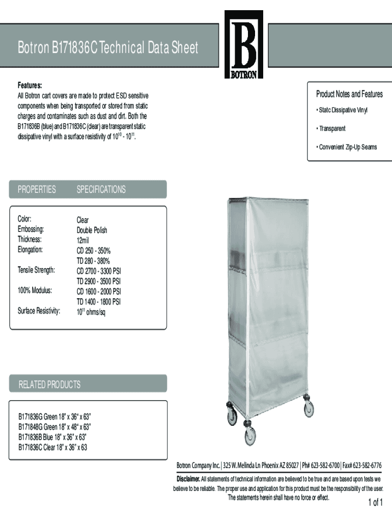 Fillable Online Botron B171836C Technical Data Sheet - NCI Inc. Fax Email Print - pdfFiller