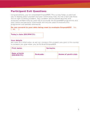 Exit Survey Template Doc Template | pdfFiller