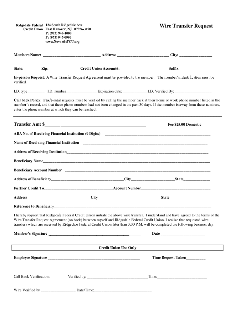 Fillable Online Wire Transfer Request Sample Clauses Fax Email Print ...