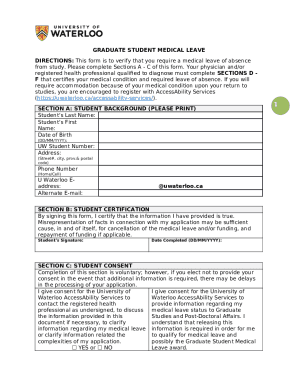 GRADUATE STUDENT LEAVE OF ABSENCE Doc Template | pdfFiller
