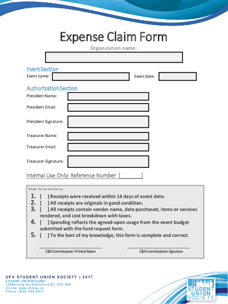 Fillable Online Expense Claim Form. Expense Claim Form Fax Email Print ...