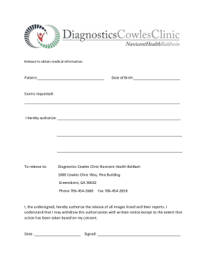 Fillable Online Radiology Release for Medical Records Form, Updated ...