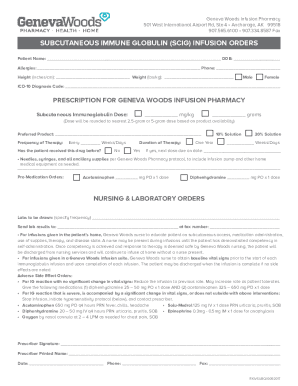 Fillable Online SUBCUTANEOUS IMMUNE GLOBULIN (SCIG) INFUSION ... Fax Email Print - pdfFiller