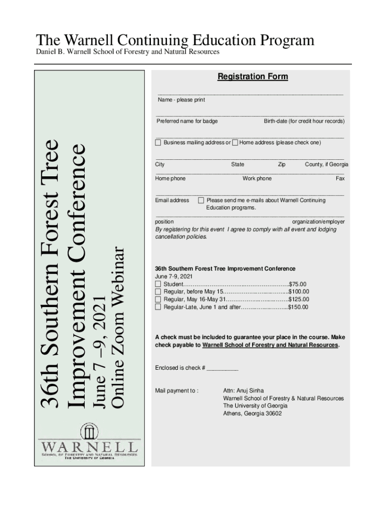 Fillable Online Dean of the Daniel B. Warnell School of Forestry and ...