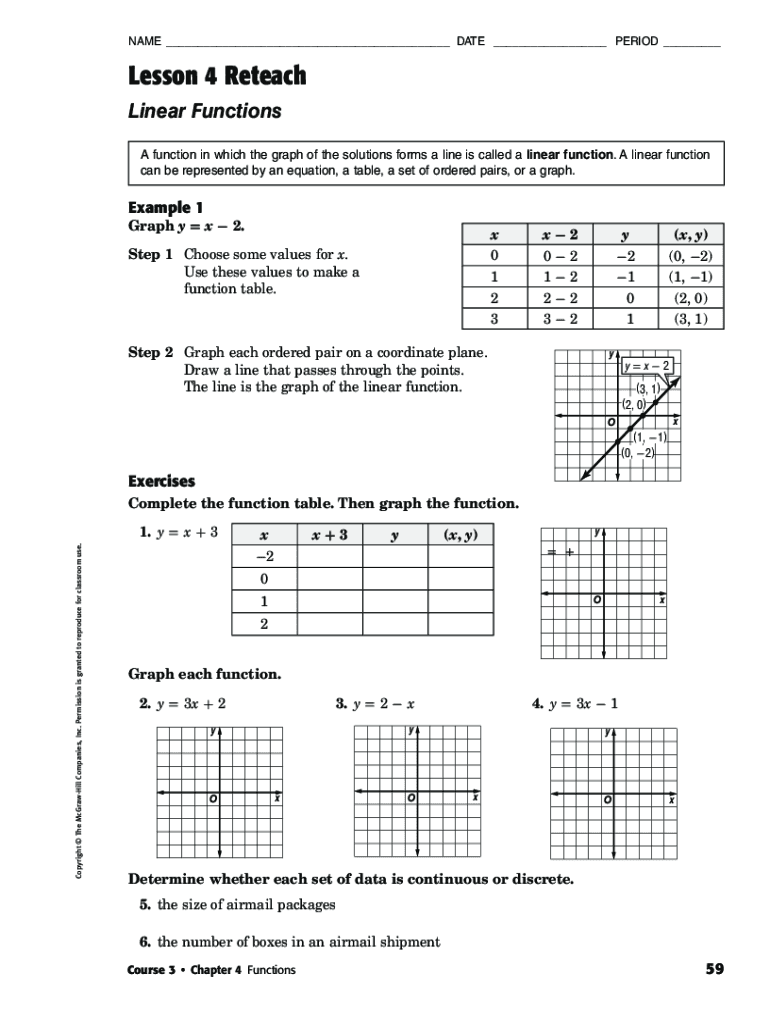 Fillable Online Lesson 4 Reteach - Slope-Intercept Form Fax Email Print ...
