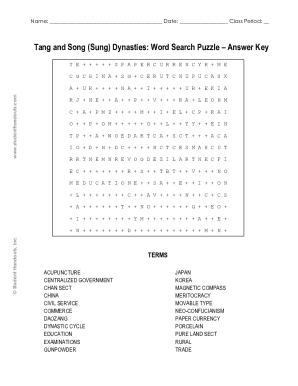Fillable Online CHINESE DYNASTIES Word Search Puzzle Worksheet ... Fax ...