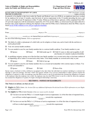 Fillable Online Family and Medical Leave Act: WH 381 Notice of ...