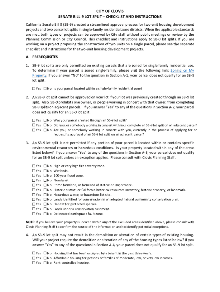 Fillable Online Senate Bill 9 (SB 9) Two-Unit Development and Lot ...