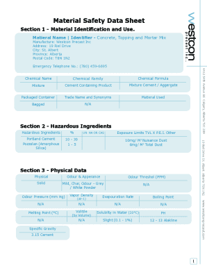 Fillable Online SAFETY DATA SHEET (SDS) - Name of chemical: CEMENT Fax ...