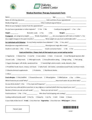 Fillable Online Type 1 and Type2 Diabetes Assessment Form Fax Email ...