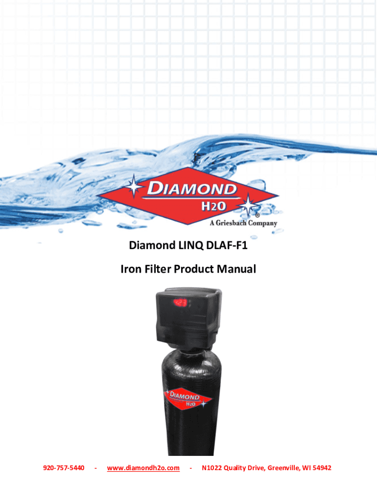 Fillable Online Diamond LINQ DLAF-F1 Iron Filter Product Manual Fax Email Print - pdfFiller