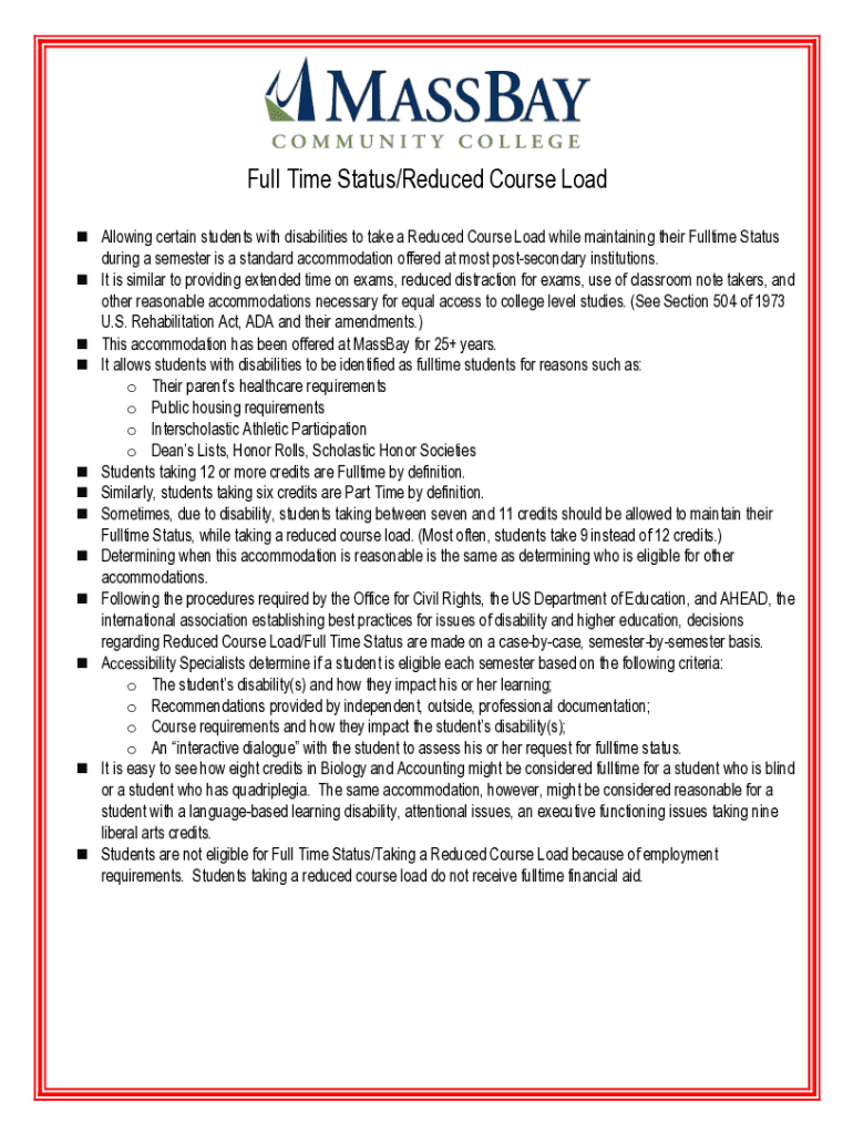Fillable Online reduced-course-load-full-time-status Fax Email Print - pdfFiller