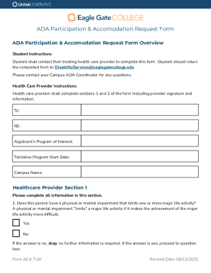 Fillable Online ADA Participation and Accomodation Request Form Fax ...